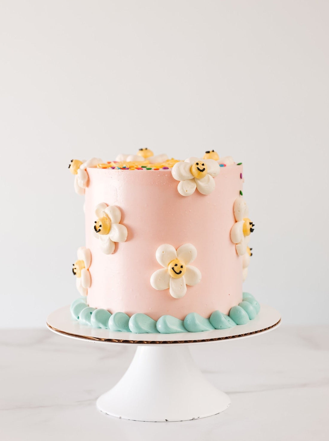 June Cake with Hand-Piped Birthday Writing and Sprinkles – Earth and Sugar